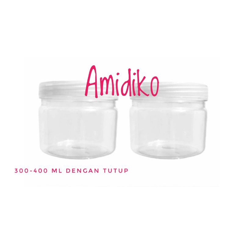 Jual Wadah Toples Plastik Bening Tabung ukuran 300 400 ml dengan Tutup ...