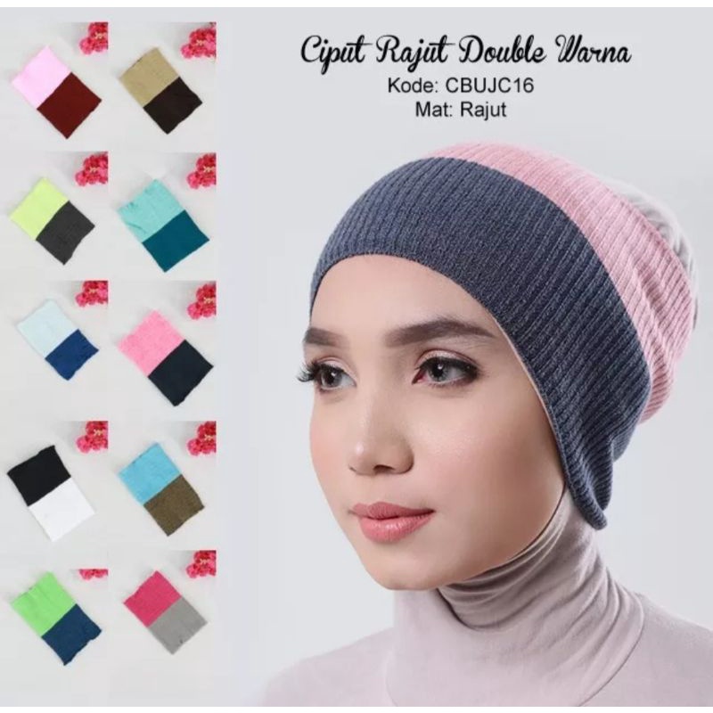 Jual Ciput rajut 2 warna / iner bandana premium | Shopee Indonesia