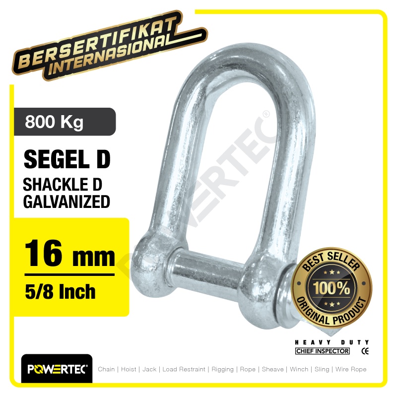 Jual POWERTEC Shackle D Galvanized 16mm - 5/8" Segel Dee Galvanis ...
