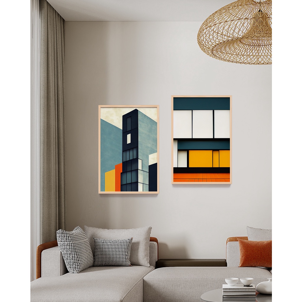 Jual Lukisan Print Tema Bauhaus Gedung Simple Minimalis Poster Wall Art ...