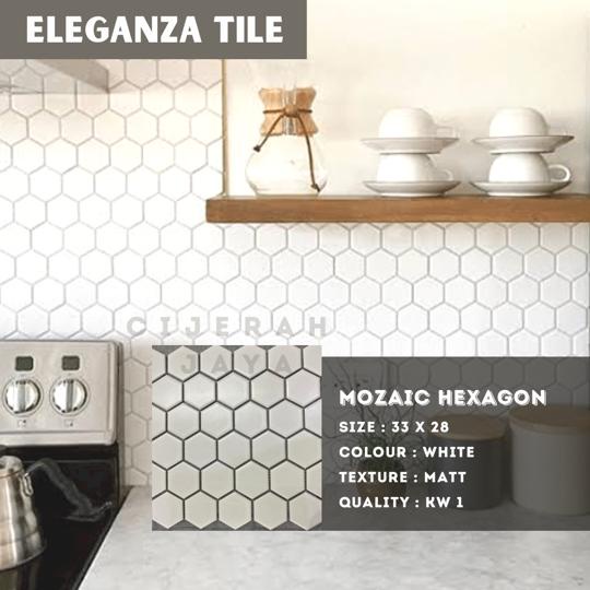 Jual MOZAIC HEXAGONAL 30X30 WHITE MATT / KERAMIK MOZAIK per lembar ...