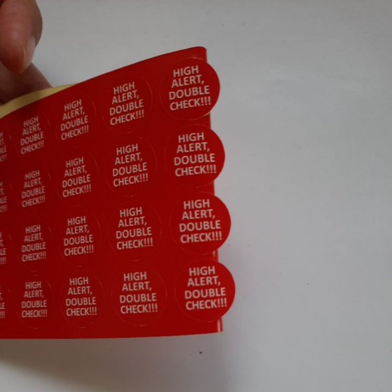 Jual Stiker High Alert Double Check Bulat | Shopee Indonesia