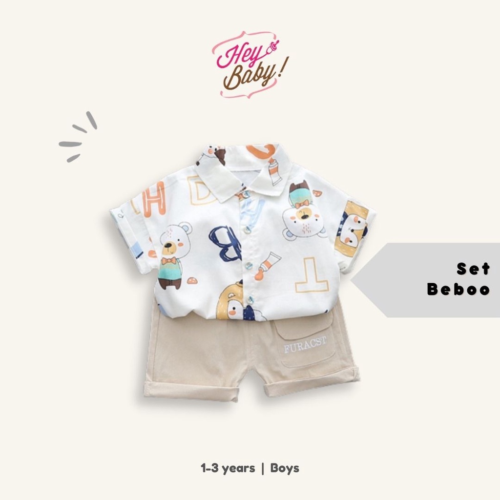 Jual HEYBABY Set Beboo EBV Setelan Bayi Laki-laki Lengan Pendek/Setalan kemeja anak Lucu Gemoy ...