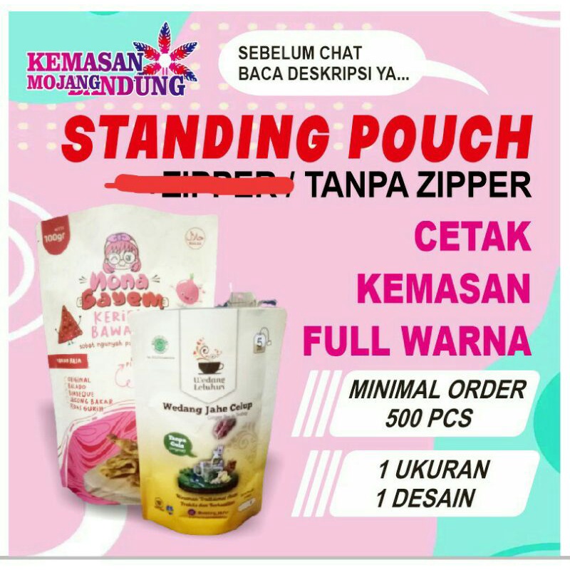 Jual Cetak Kemasan Standing Pouch Custom Full Print min 500pcs | Shopee ...