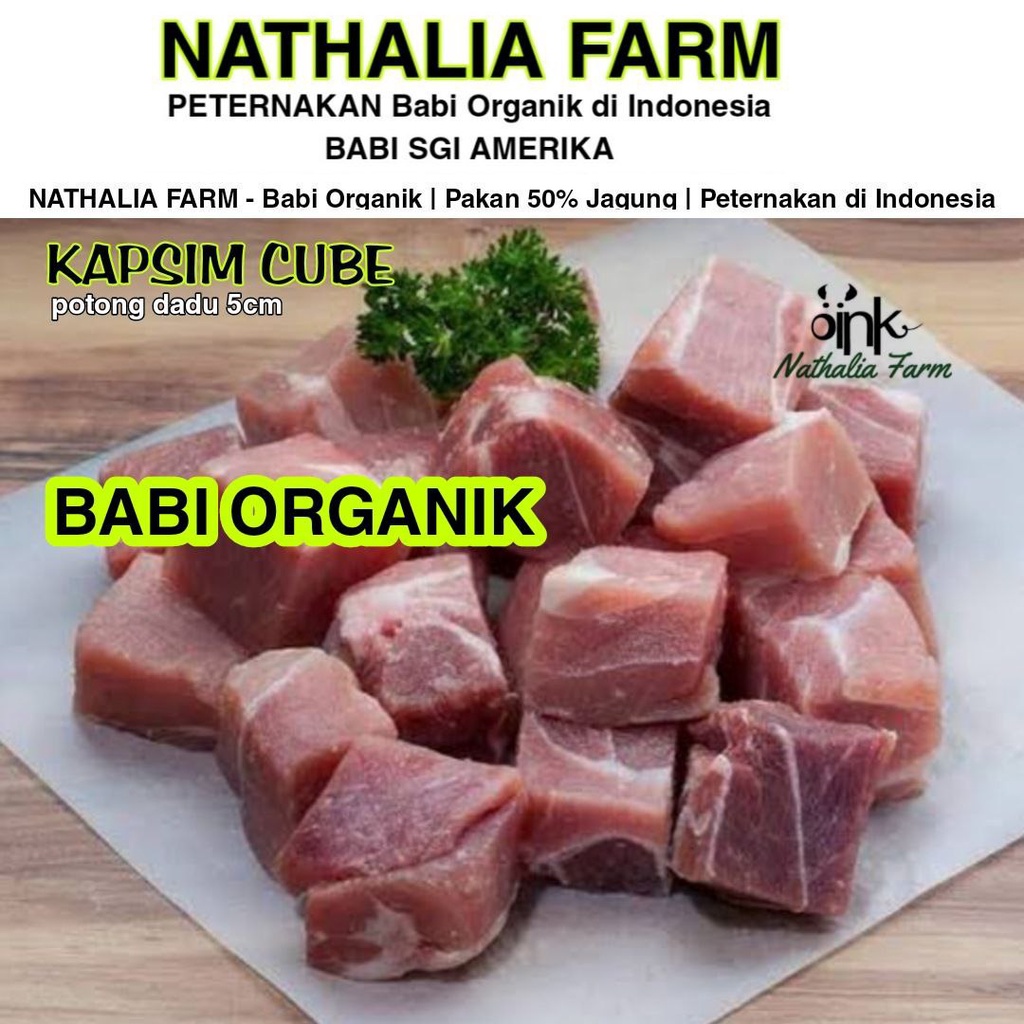Jual babi organik / KAPSIM CUBE potong dadu / daging babi organik ...