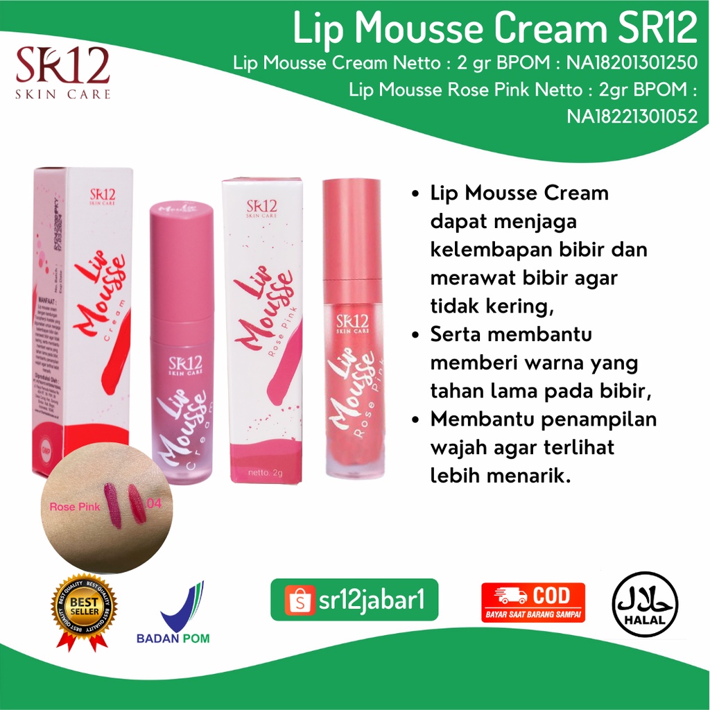 Jual Lip Mousse SR12 / Tahan lama / Ringan / Melindungi Dari Sinar Matahari / Memberi Warna ...