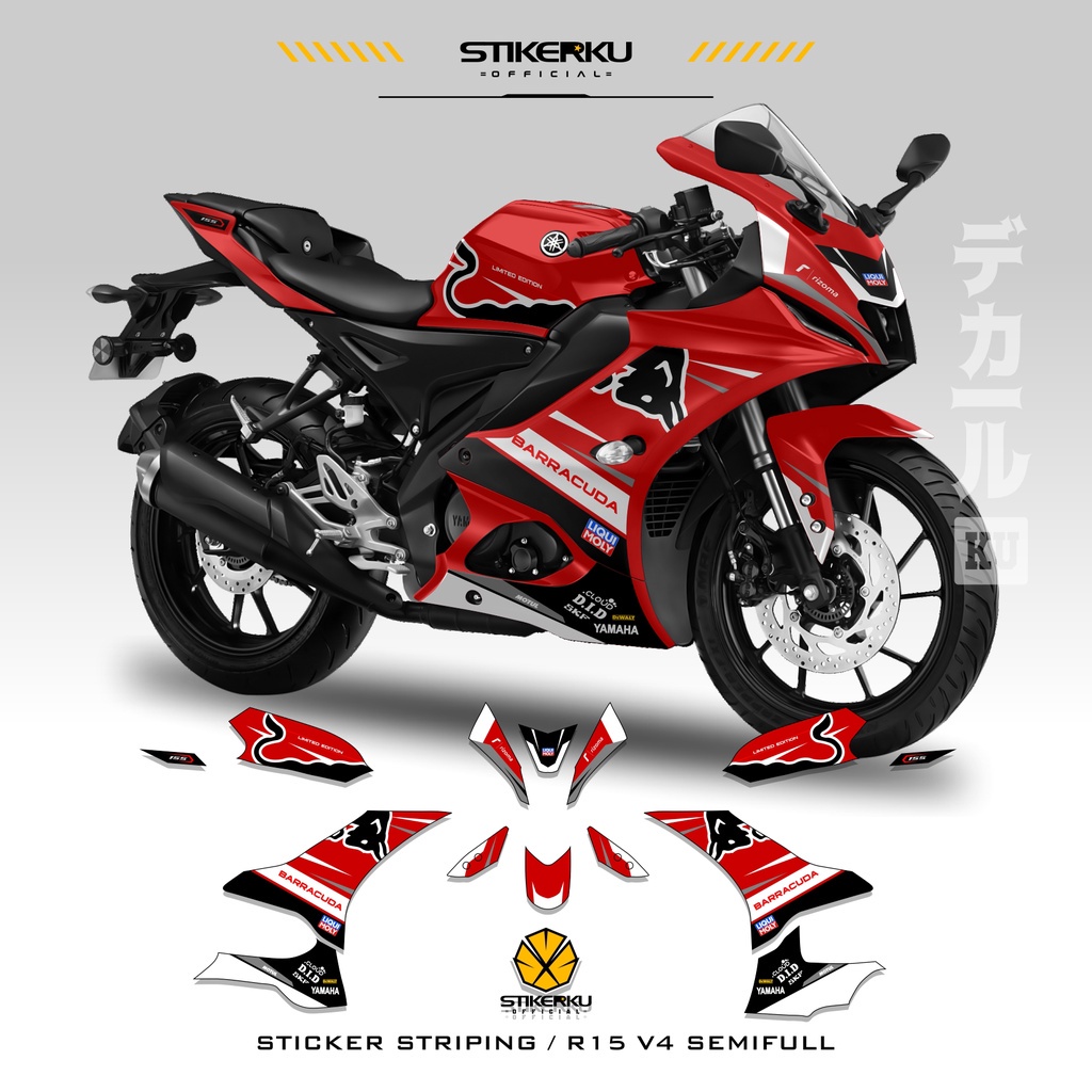 Jual STRIPING STIKER YAMAHA R15V4 EDISI REDBULL / STICKER LIS BODY ...