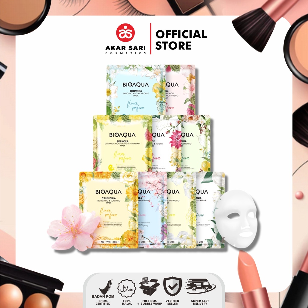 Jual BIOAQUA SHEET MASK FLOWERS SERIES - Masker Wajah | Shopee Indonesia