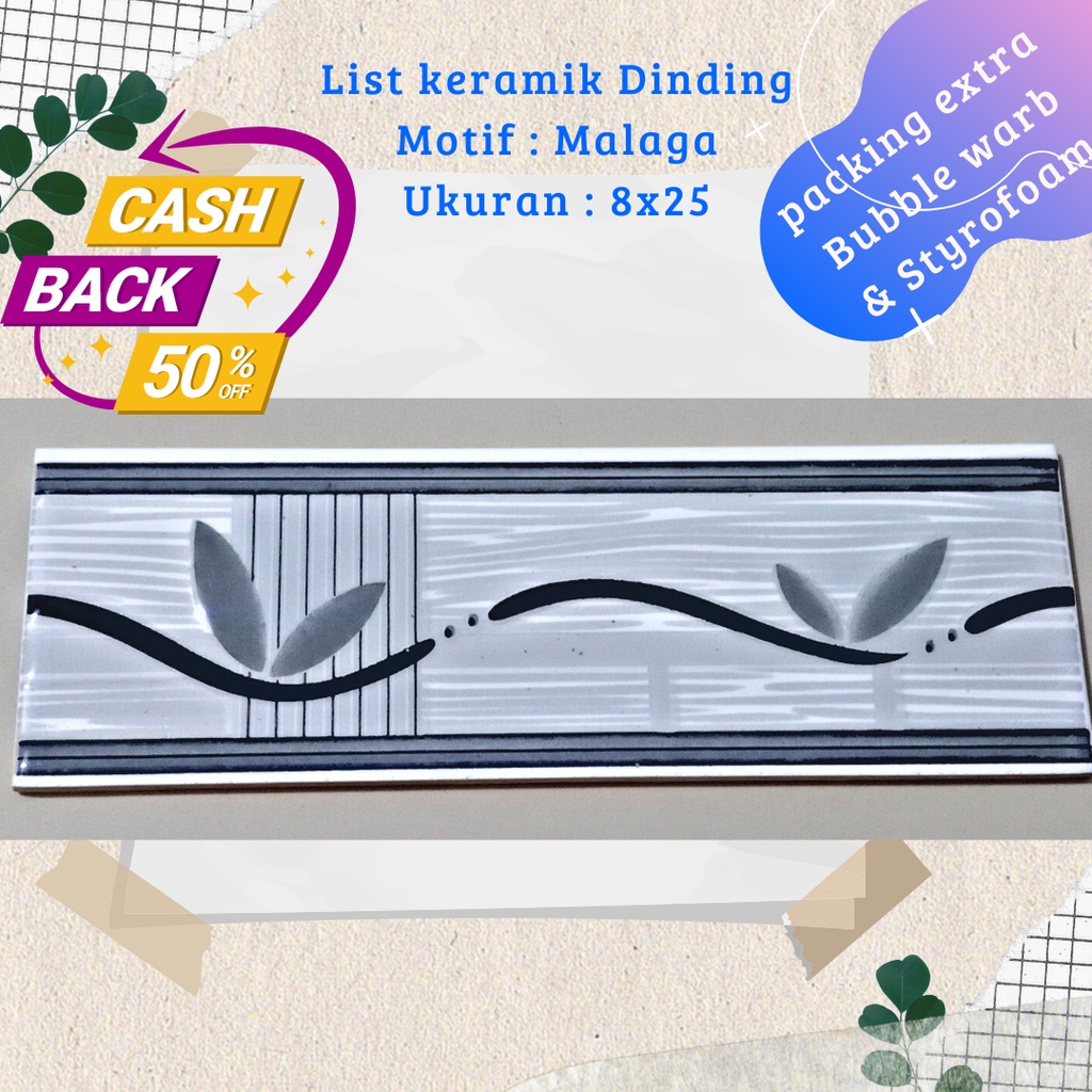 Jual list keramik dinding minimalis ukuran 8x25 motif malaga grey ...