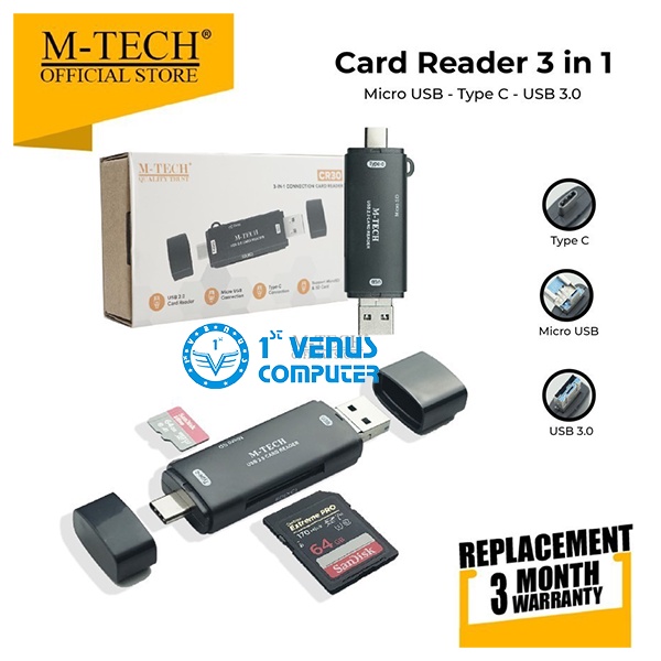 Jual M-TECH CARD READER 3 IN 1 CR30 / CRD07-MTC | Shopee Indonesia