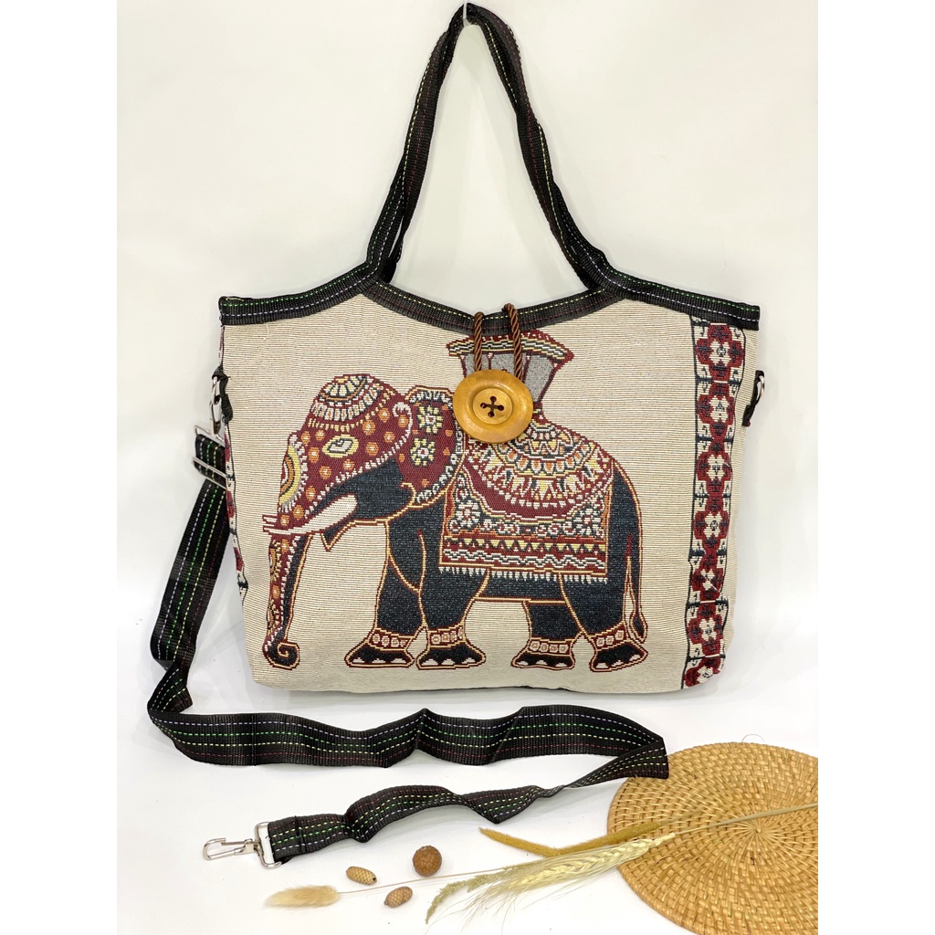 Jual 703 TAS GAJAH TOTE ETHNIC THAILAND BESAR / TAS SLEMPANG GAJAH ...