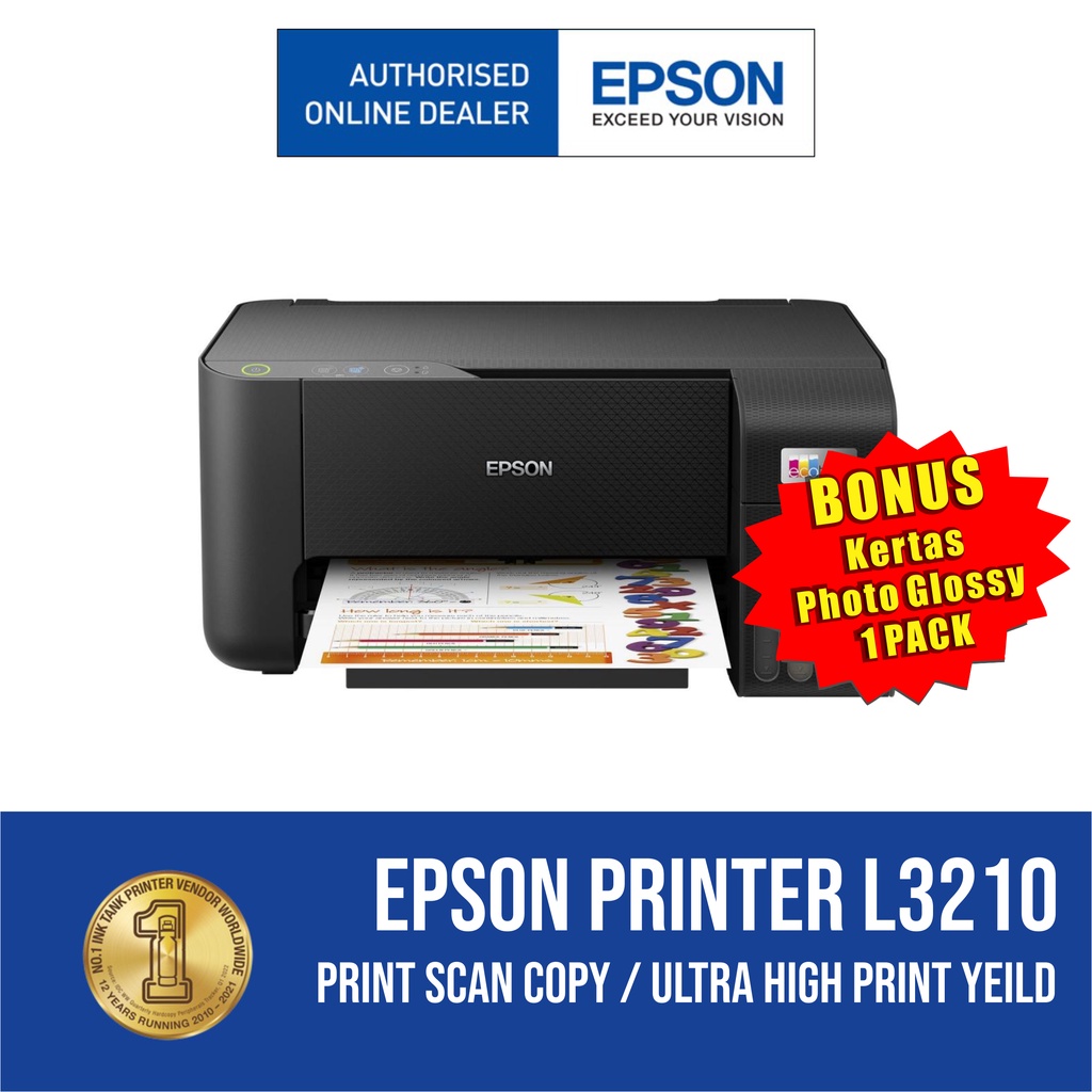 Jual Printer EPSON L3210 All-in-One Multifunction w/ ECO Tank - Print/Scan/Copy lengkap TINTA ...