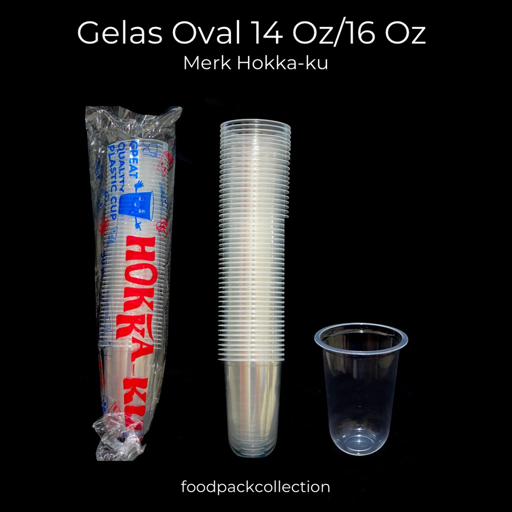 Jual Gelas Plastik Oval Hokka-ku 14oz/16oz 50 Pcs | Shopee Indonesia