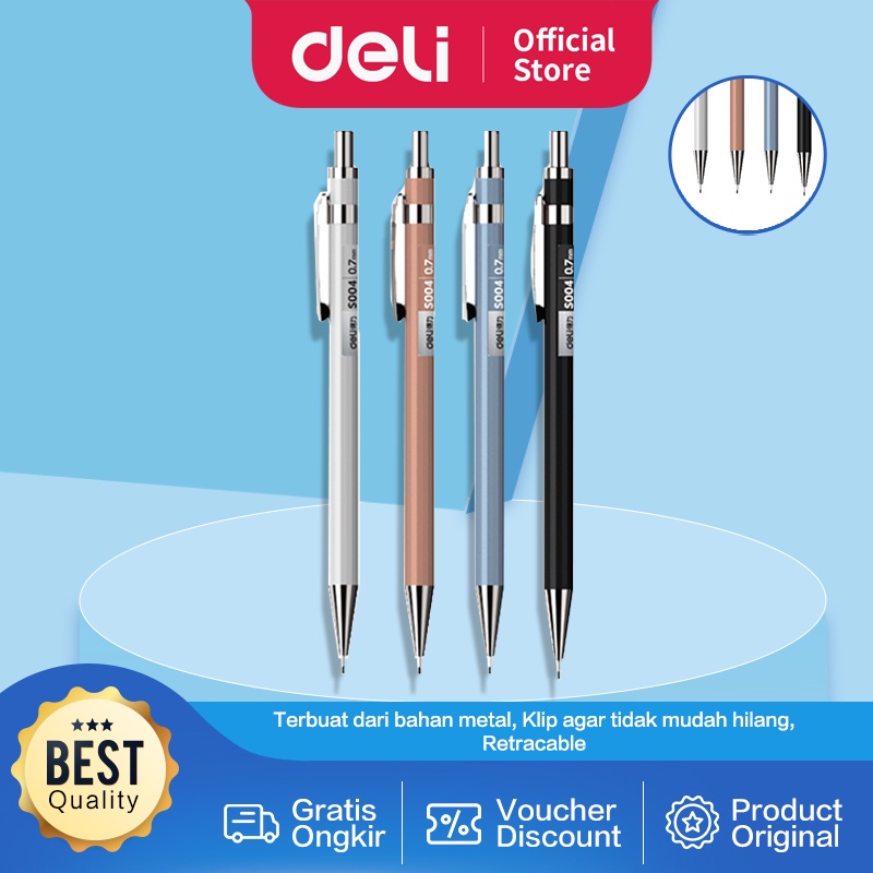Jual Deli Metal Mechanical Pencil / Pensil Mekanik Besi 0.5mm Nyaman ...