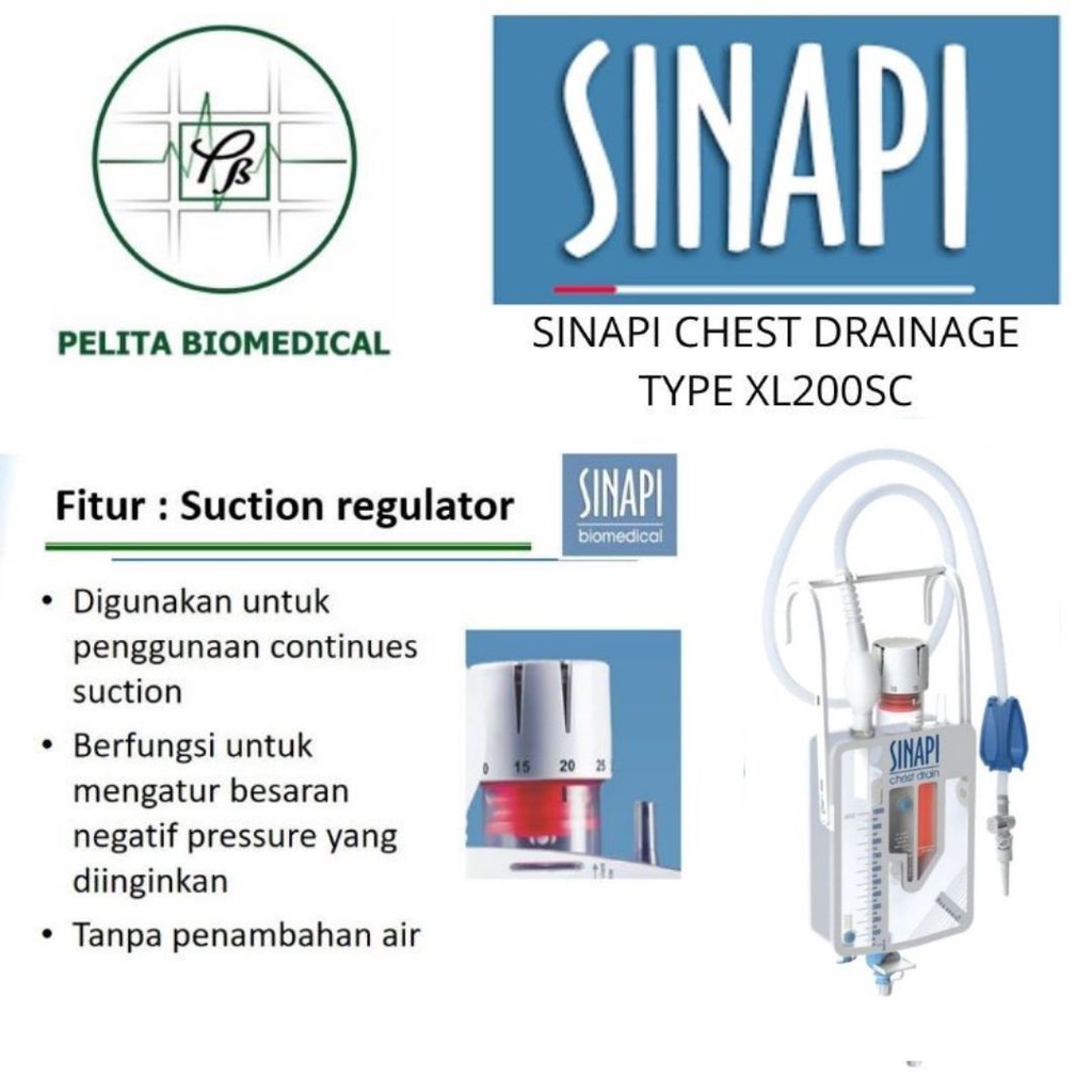 Jual CHEST DRAIN XL 200 SC kapasitas 400ml Sinapi, WSD water seal ...
