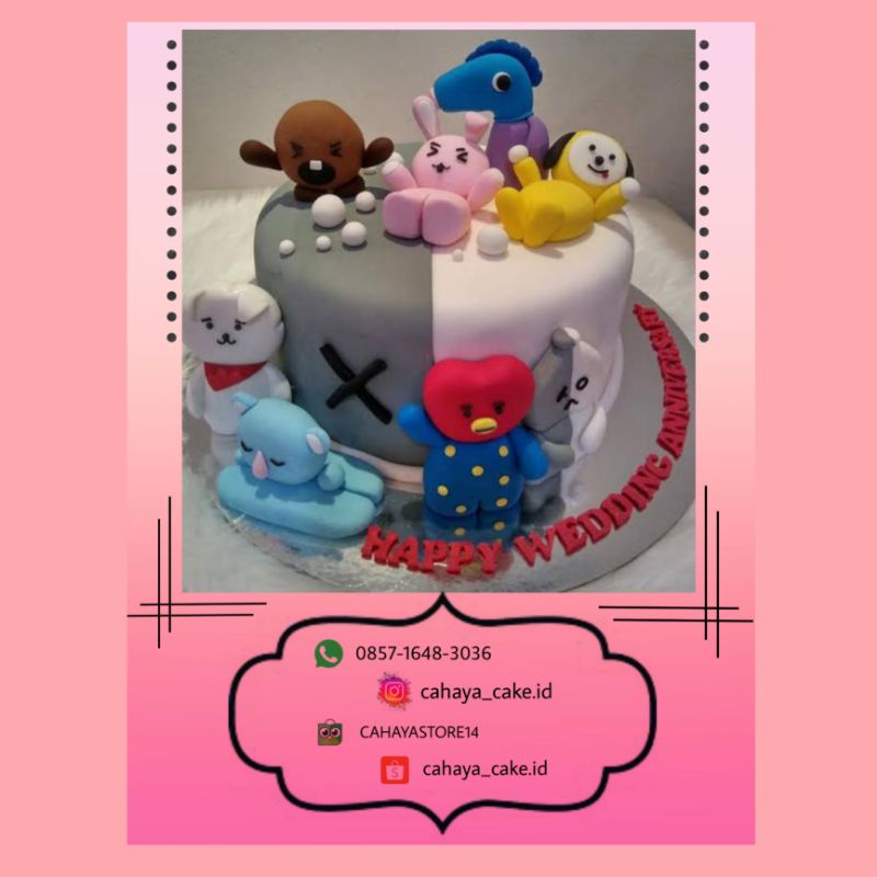 Jual Kue Ulang Tahun BTS / Kue Ultah BT21 / Cake Tart BTS BT21 | Shopee Indonesia