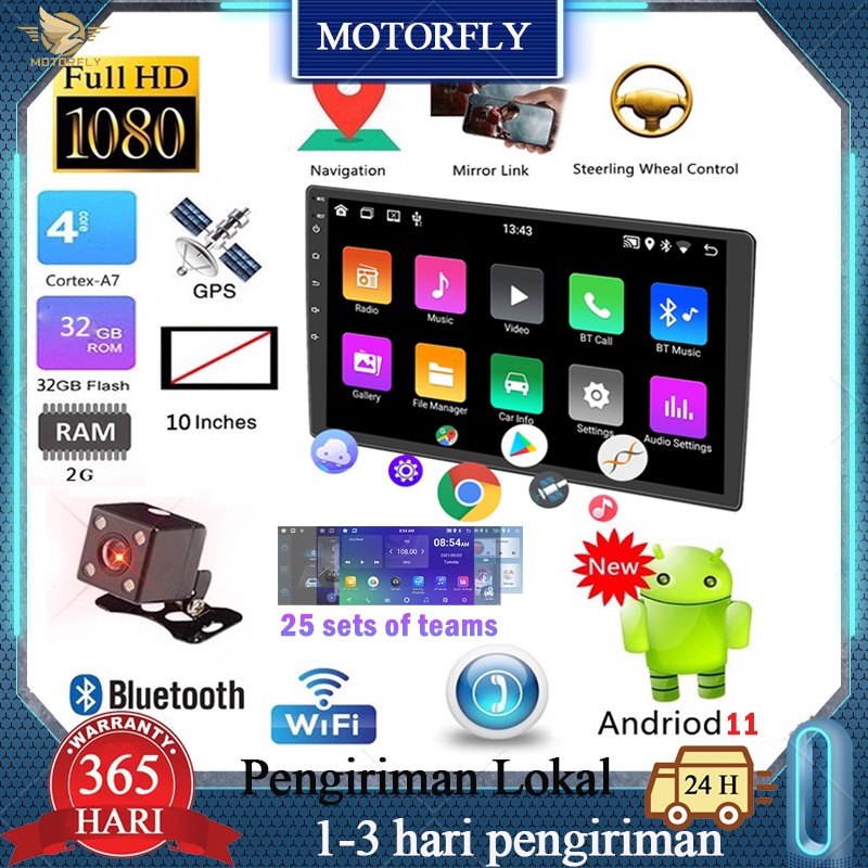 Jual 10 Inch Android 11 Mobil Stereo Radio with 25 temas Bluetooth WiFi GPS Navigasi Head Unit ...