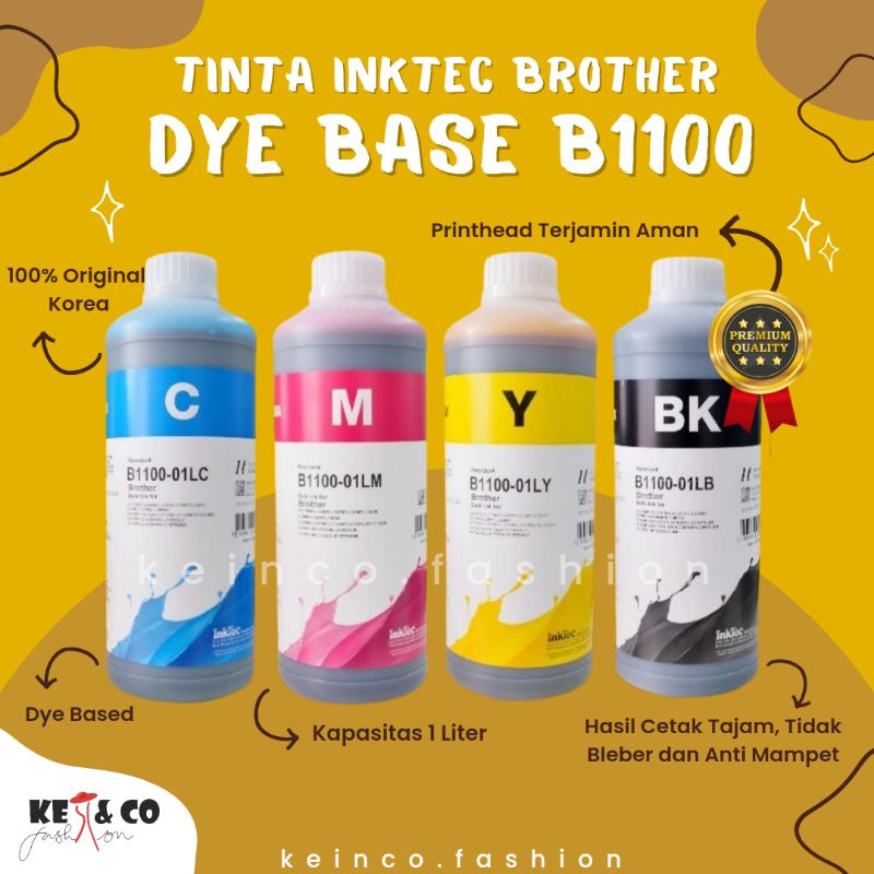 Jual TINTA REFILL INKTEC BROTHER B1100 DYE BASE DAN B6000 PIGMENT ...