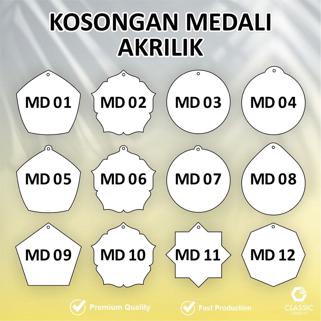 Jual Bahan Polos Medali Akrilik 2mm / Medali Kosongan Akrilik / Medali ...