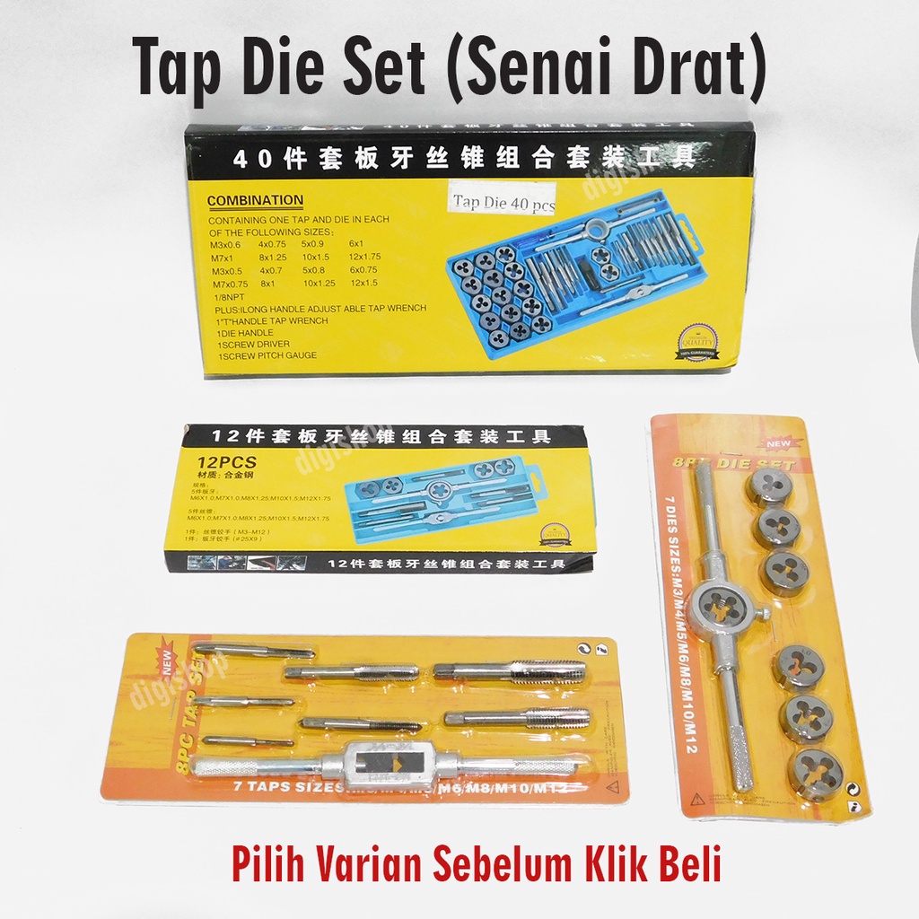 Jual Tap Die Set Alat Snai dan Tap Ulir Dart Mur Baut Alat Senai 12pcs ...