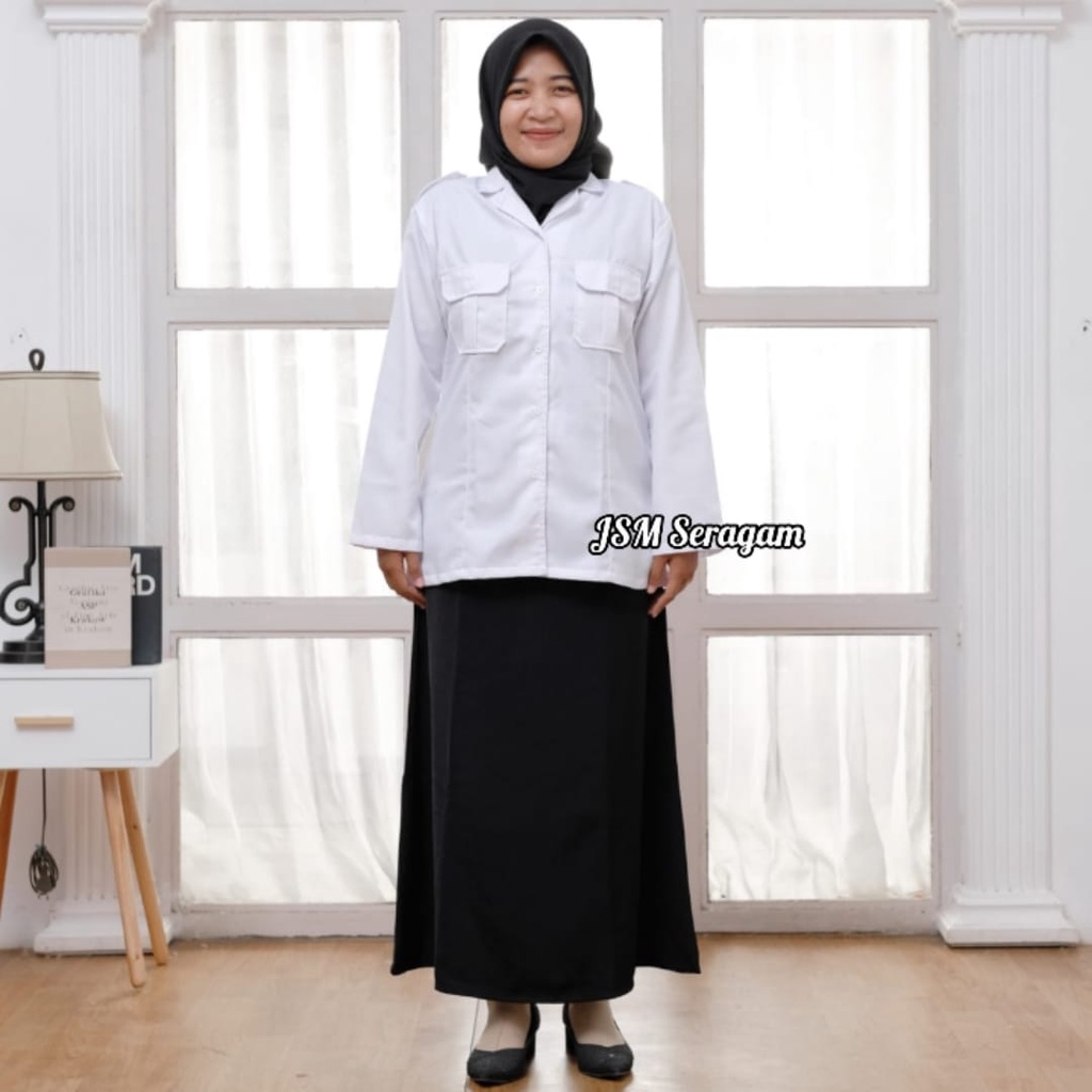 Jual Seragam Putih PDH Wanita Saku Atas dan Bawah Baju Putih Guru PNS ...