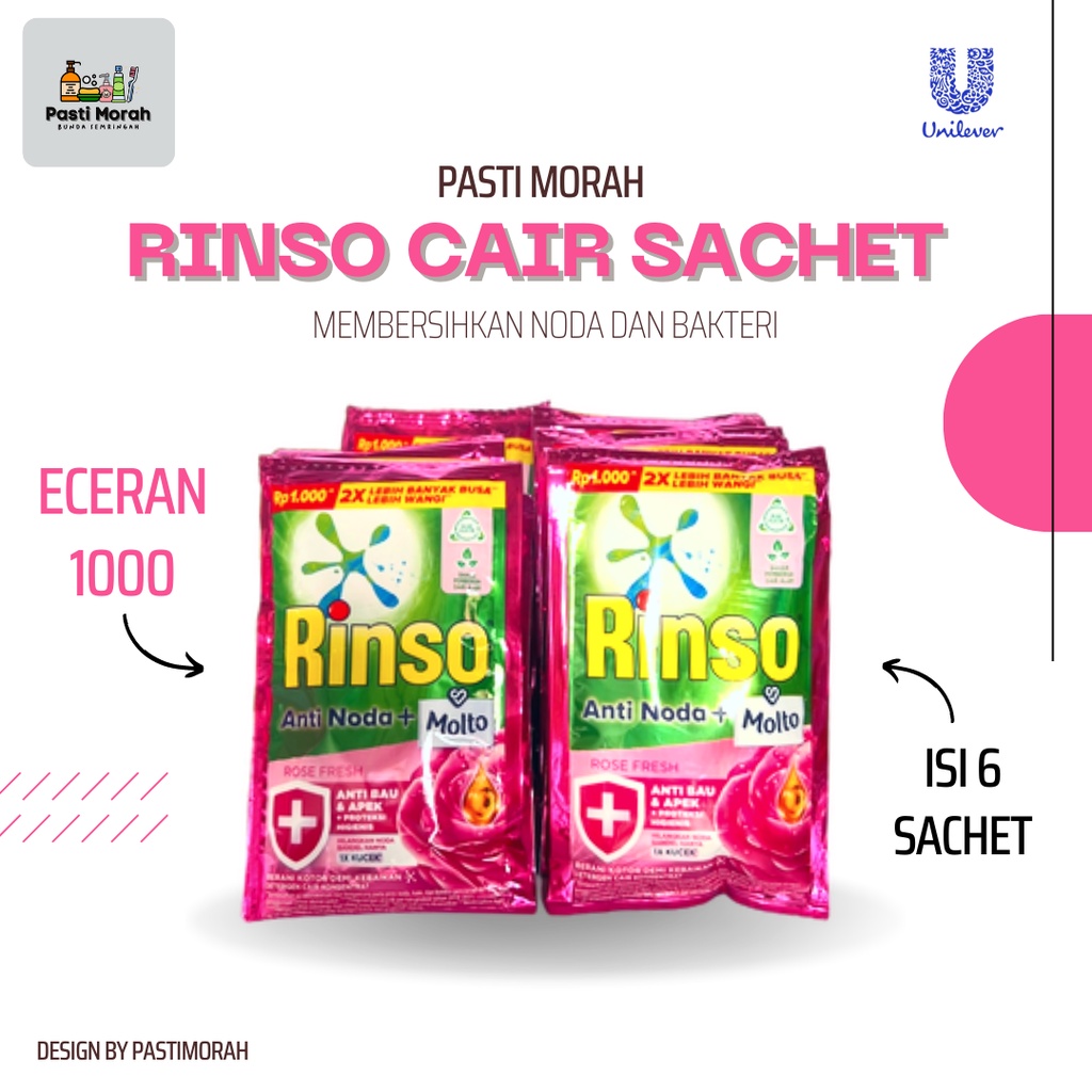 Jual Rinso Cair Detergen 38 ML Sachet (1 Renceng Isi 6 Pcs) | Shopee ...