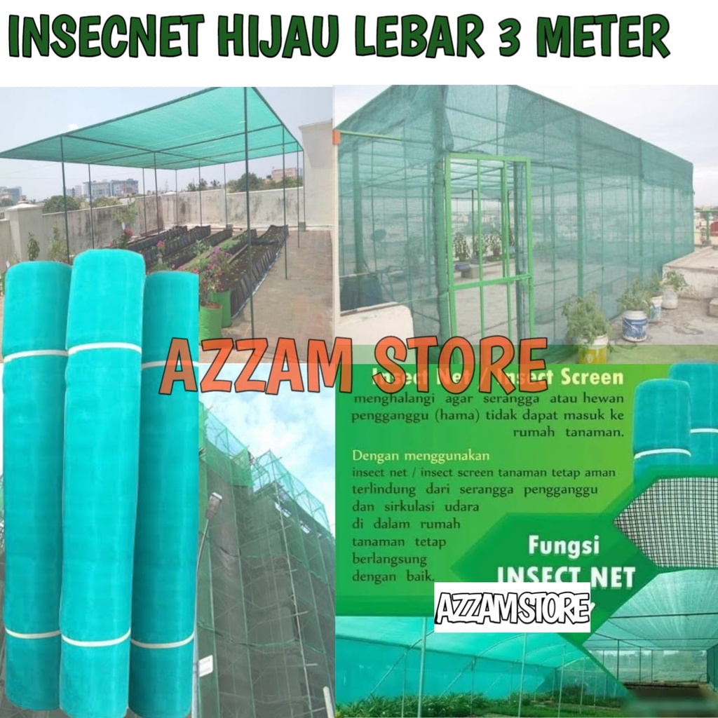 Jual Jaring kasa insecnet HIJAU greenhouse taman lebar 3 meter ECERAN | Shopee Indonesia