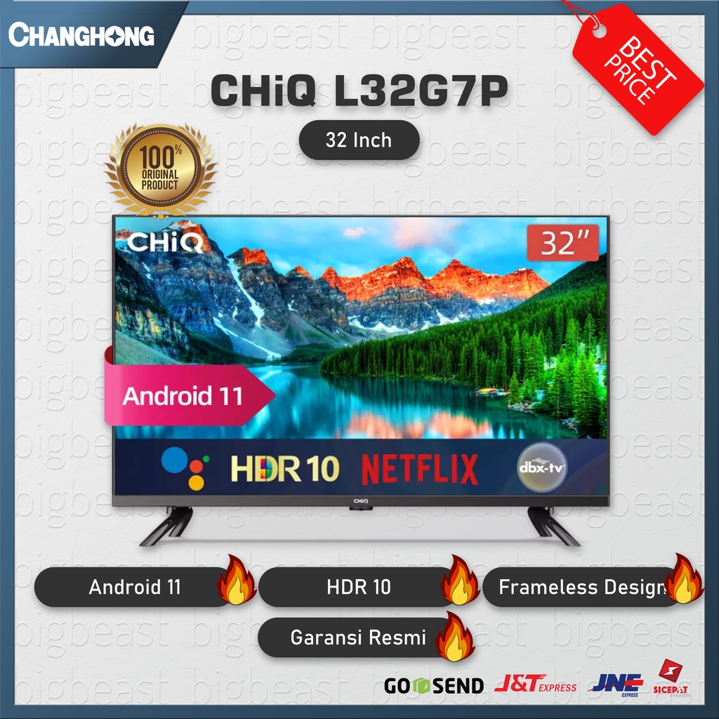 Jual Changhong CHiQ L32G7P 32 Inch Smart LED TV Android 11 Frameless | Shopee Indonesia