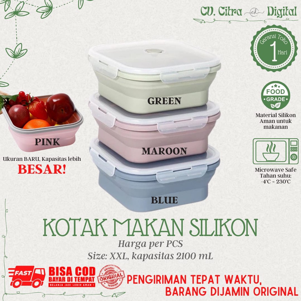 Jual Tempat Makan Silikon / Kotak Makan Silicone / Food Container ...