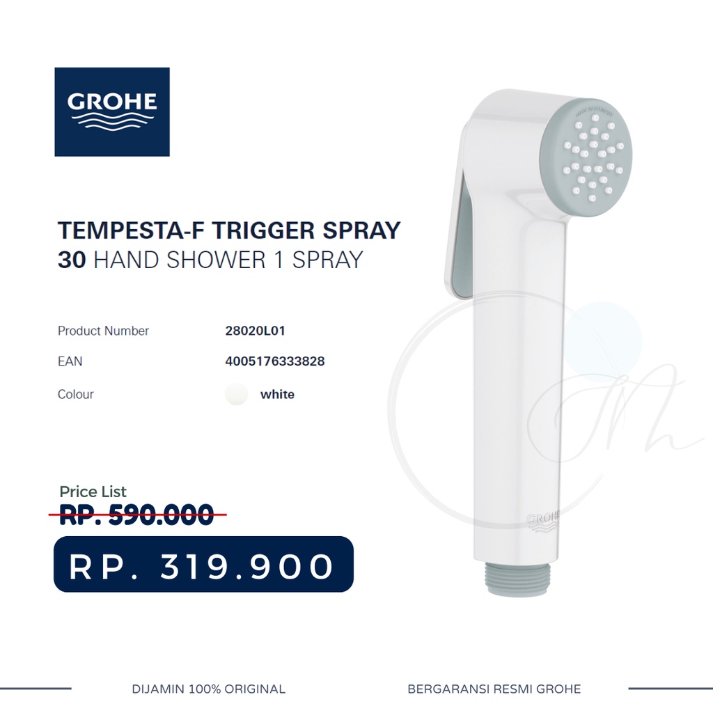 Jual GROHE 28020L01 - KEPALA JET SHOWER PUTIH/TEMPESTA-F TRIGGER SPRAY ...