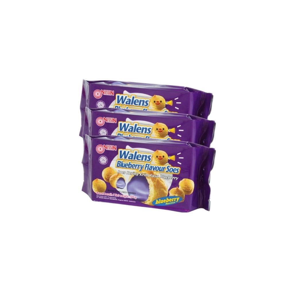 Jual Nissin Wallens Soes Kering Rasa Blueberry 3 x 100 gr | Shopee ...