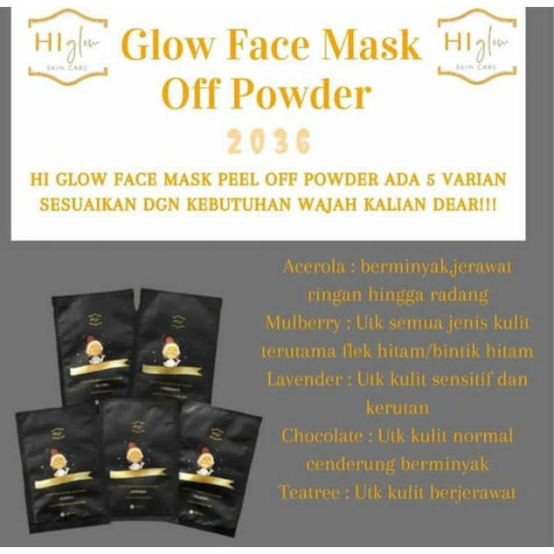 Jual HI GLOW FACE MASK PEEL OFF POWDER 5 VARIAN (MASKER HI GLOW ...