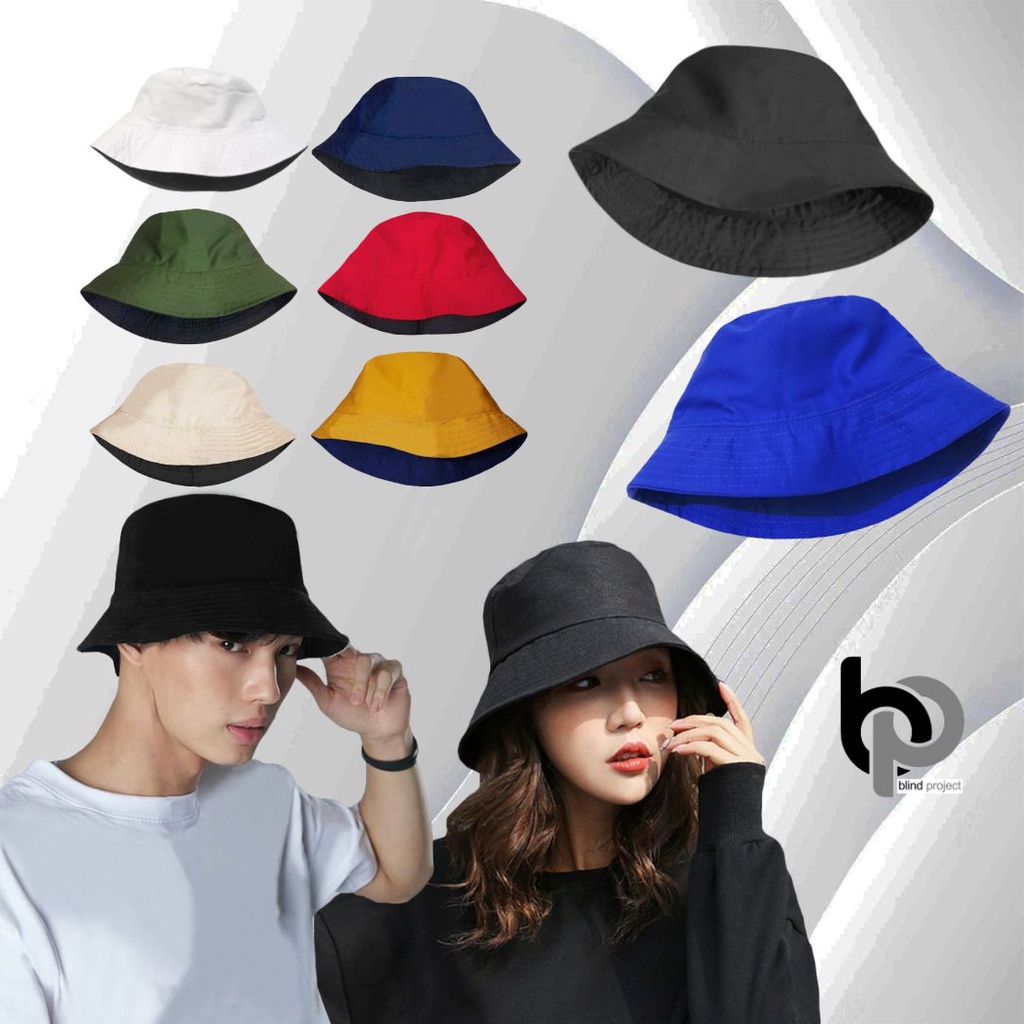 Jual Topi Bucket Hat Topi Korea Kpop Bolak Balik Bulak Balik Polos Premium Laki Perempuan Pria ...