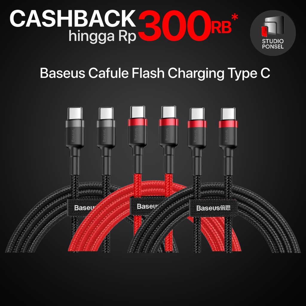 Jual Kabel Data Charger Baseus Cafule 2M QC 3.0 PD 60W USB Type C to C | Shopee Indonesia