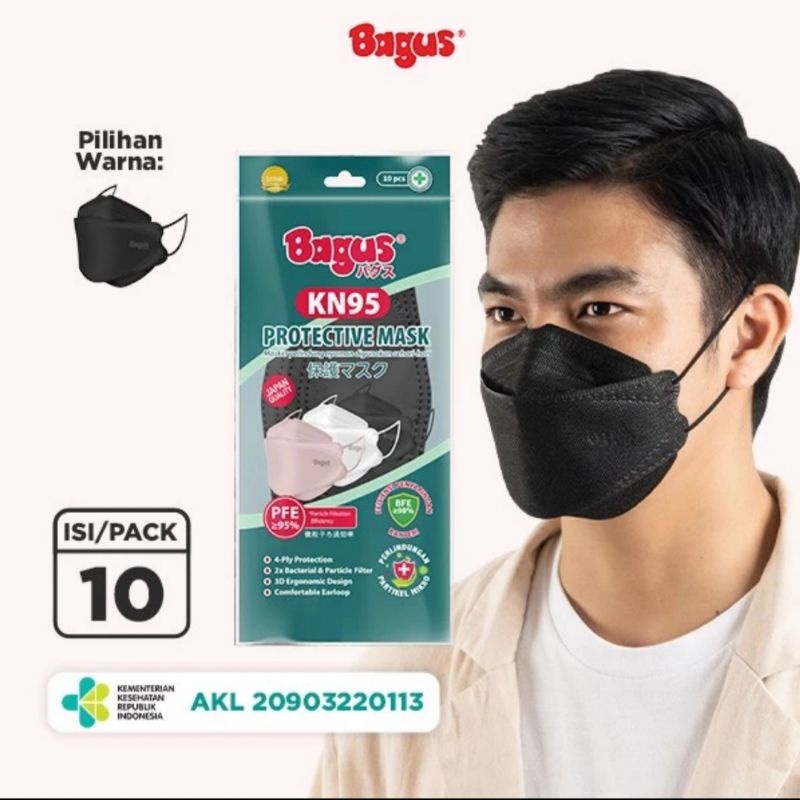 Jual Bagus Protective Mask KN95 10's masker 4-ply efektif melindungi dari virus dan bacterial ...