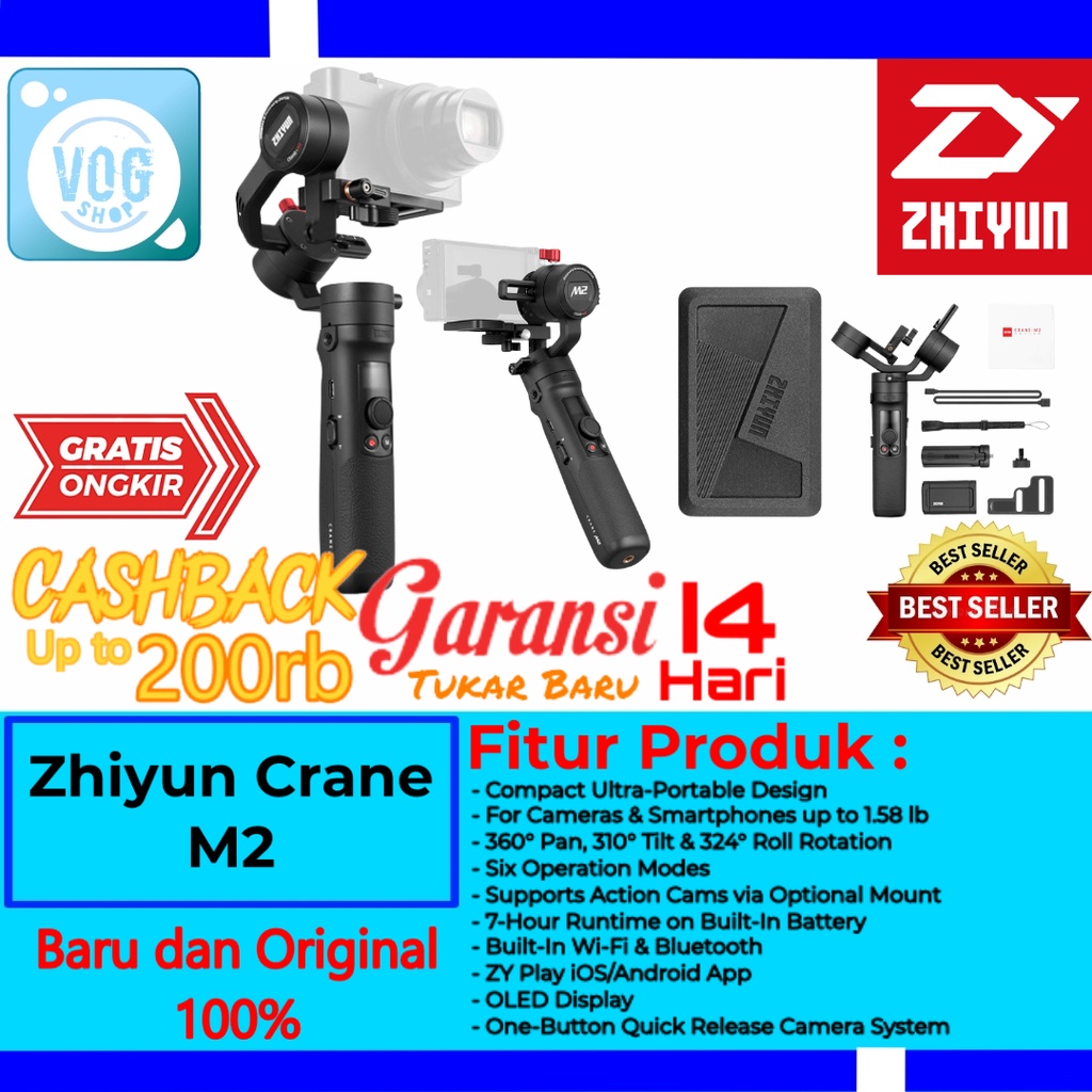 Jual Zhiyun CRANE M2 3-AXIS Handheld Gimbal Stabilizer- Zhiyun M2 ...