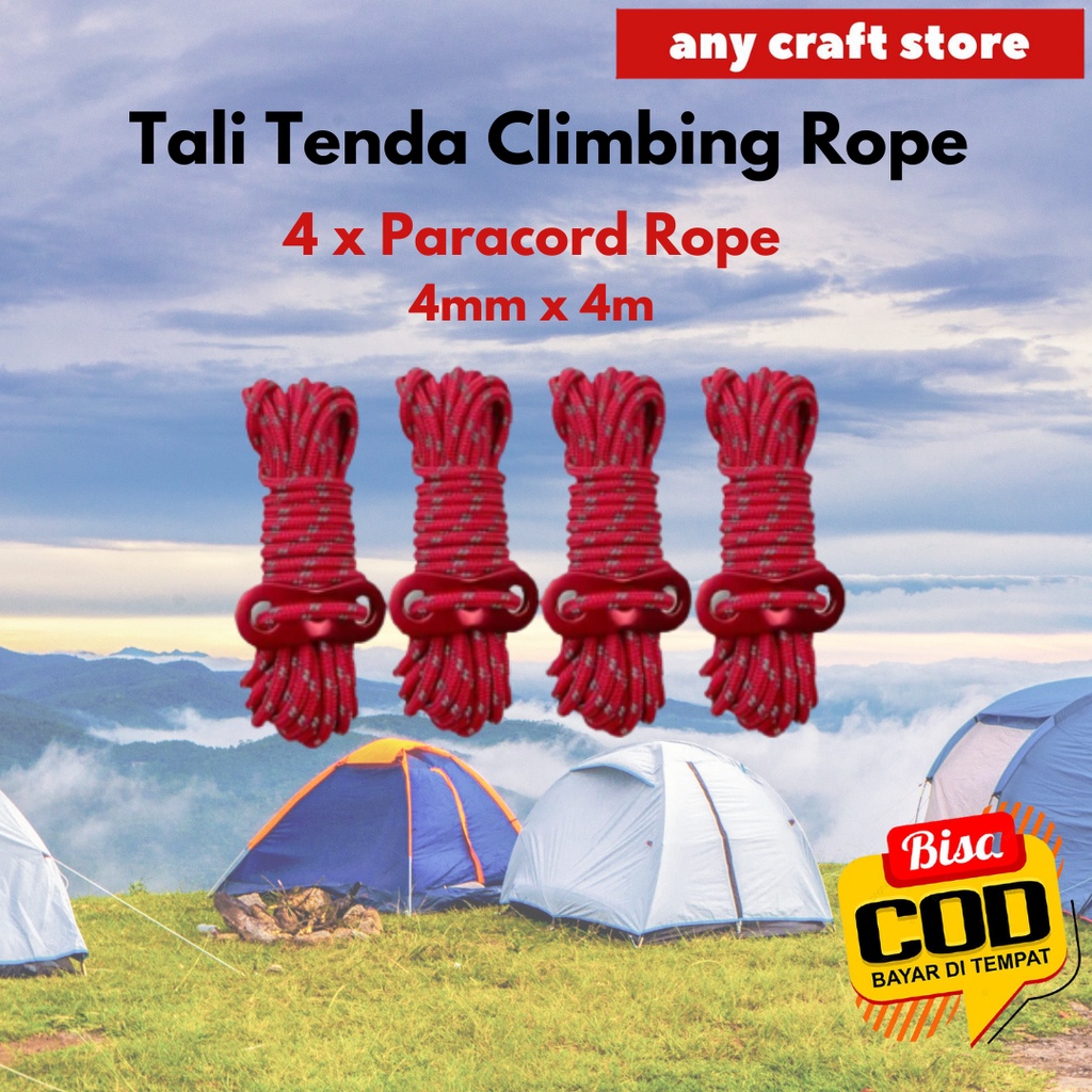 Jual Tali Tenda Climbing Rope 4 mm x 4 meter 4 Rol | Shopee Indonesia