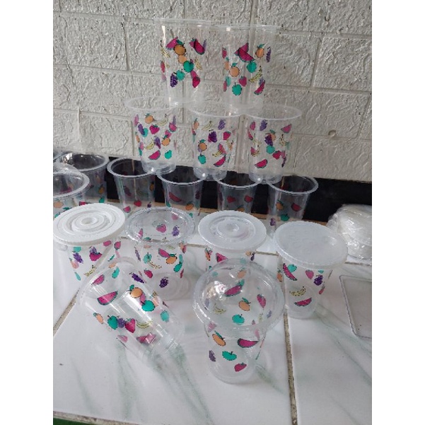 Jual Cup motif buah 450ml (+/-15oz) berat 5g, dijual 50pcs/pack, bisa ...