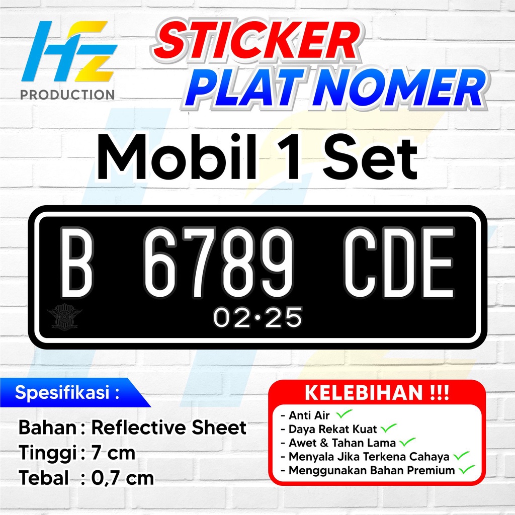 Jual Sticker Plat Nomer Mobil TERMURAH 1 Set depan belakang Hitam Putih ...
