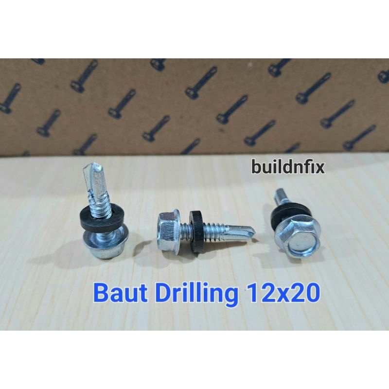 Jual 100 Pcs Baut Drilling Roofing / Baut Baja Ringan 12x20 (2cm ...