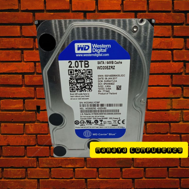Jual WD BLUE HDD 2TB WD BLUE,HARDISK INTEENAL PC,DVR CCTV-2TB WD BLUE ...