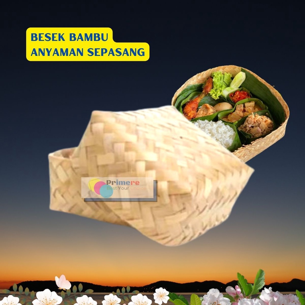 Jual Tempat Nasi Besek Hajatan Anyaman Bambu 20x20 Sepasang / Besek ...