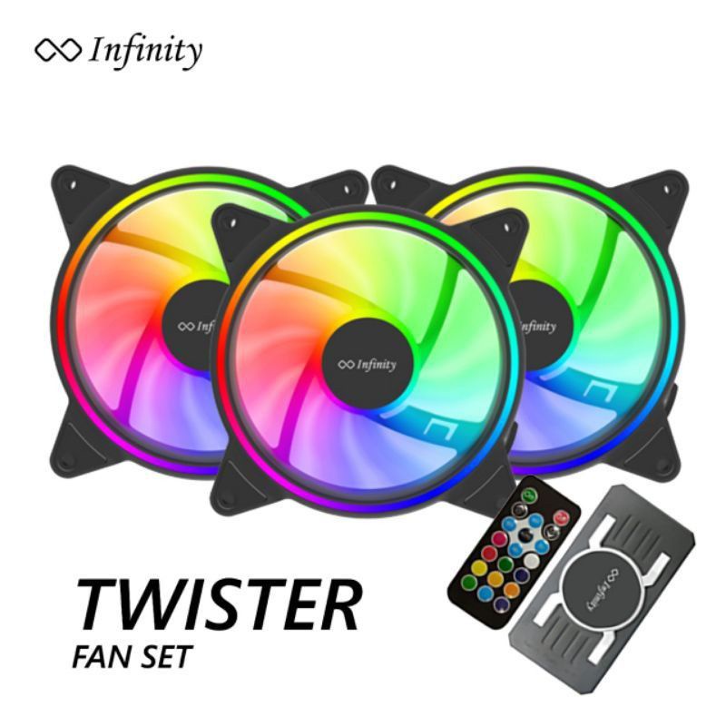 Jual FAN CASE INFINITY TWISTER RGB SET 3 IN 1 SYNC REMOTE CONTROLER ...