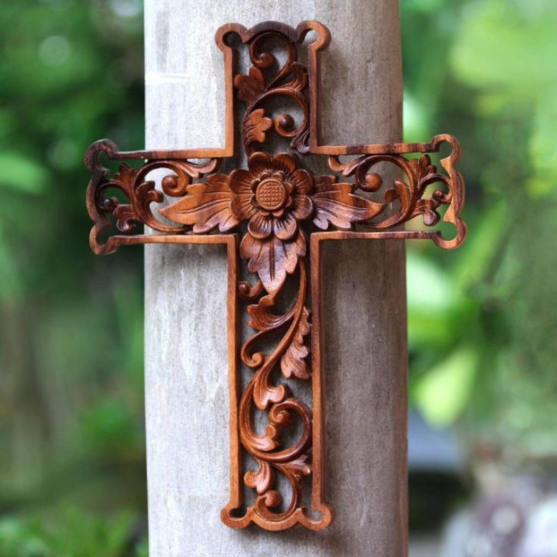 Jual Salib dinding ukir kayu jati asli 50_70cm | Shopee Indonesia