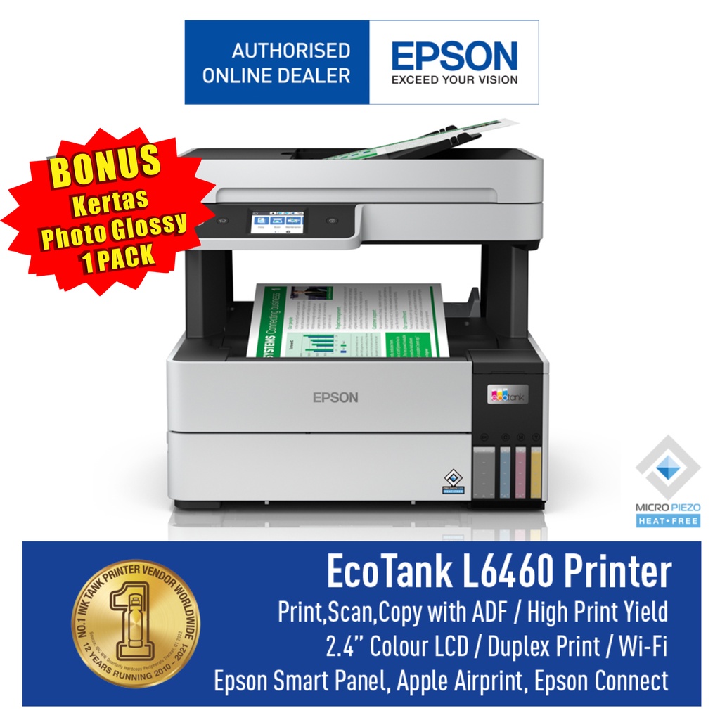 Jual Epson Printer EcoTank L6460 A4 Ink Tank Printer | Shopee Indonesia