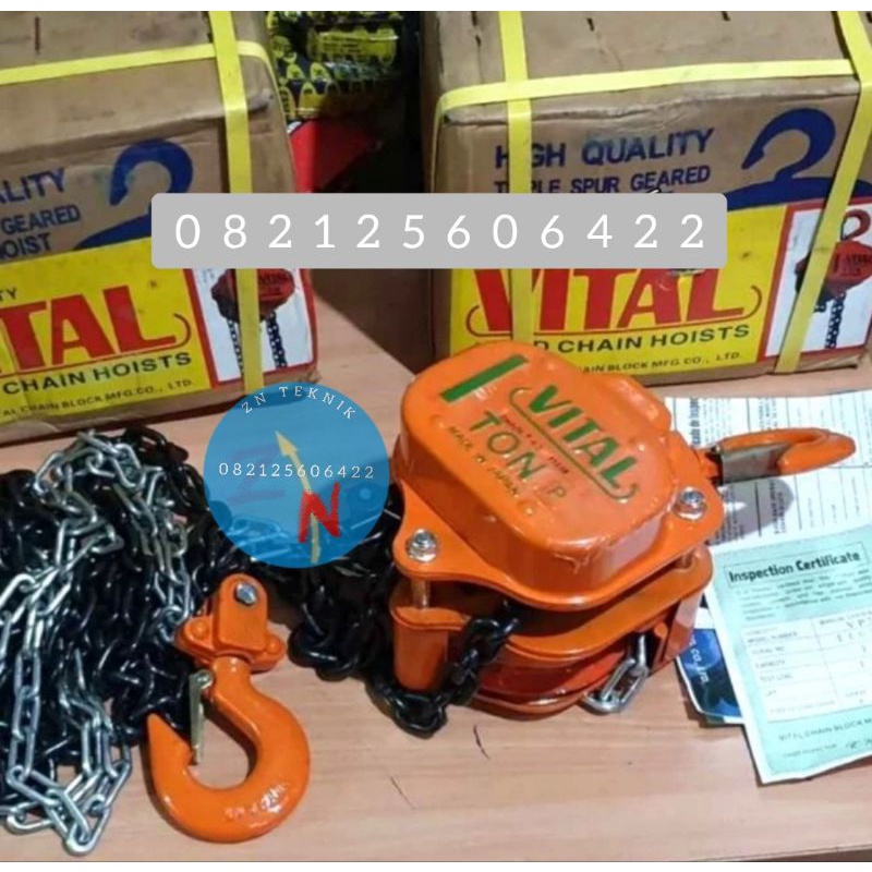 Jual Chain Block 1 Ton 3 meter VITAL VP5-10 Hand Chain Hoist 1 Ton ...