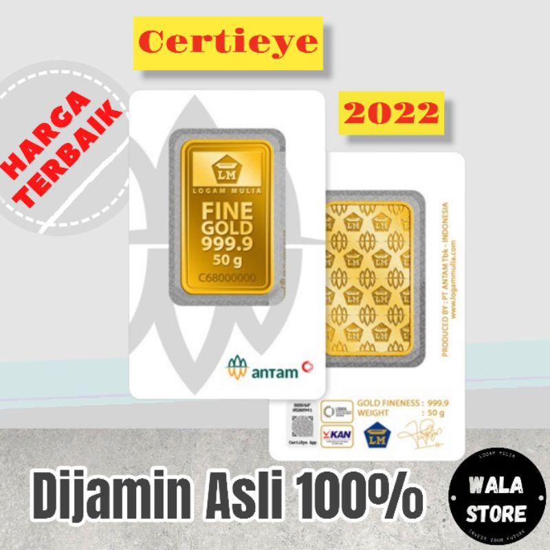 Jual Emas Antam 50 Gram LM Logam Mulia Antam Certieye Certicard ...