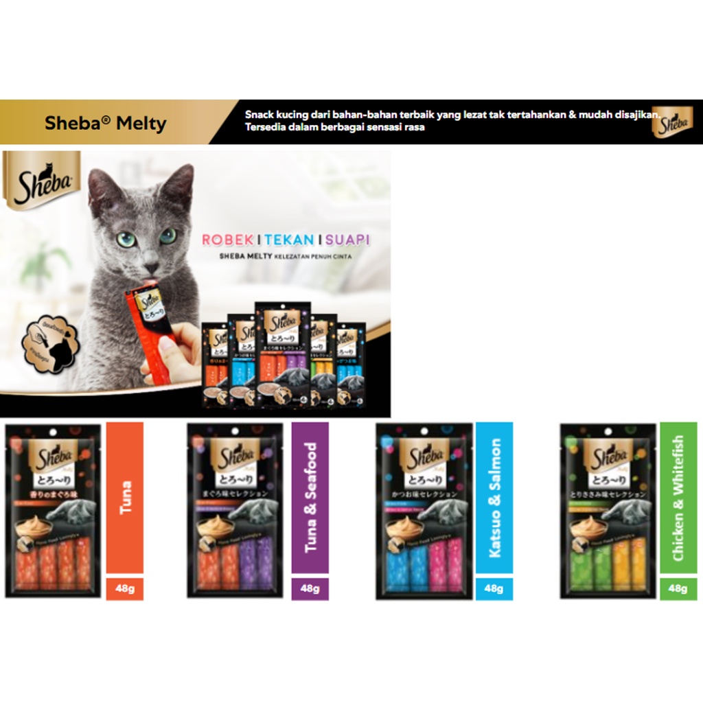 Jual SHEBA Melty 48gr Snack Kucing Premium isi 4 stick | Shopee Indonesia