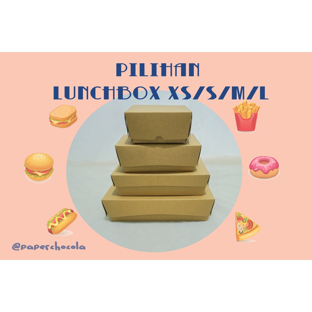 Jual PAPER LUNCH BOX SIZE XS / S / M / L BAHAN KRAFT / ECO KRAFT FULL LAMINASI | Shopee Indonesia