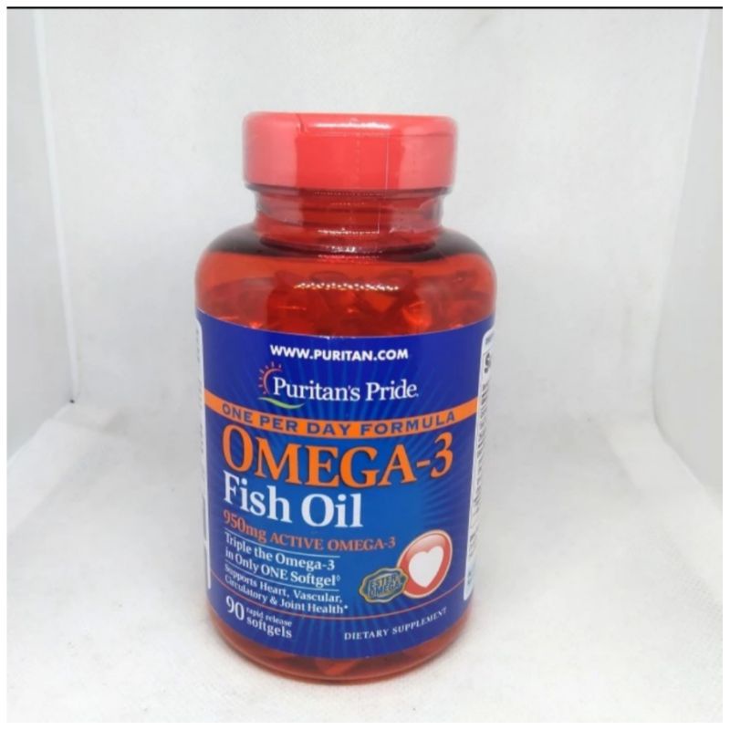 Jual Puritan Pride Omega 3 Fish Oil 950 mg One per day - 90 softgel kesehatan jantung Original ...